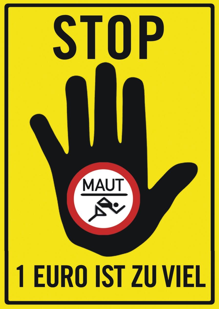 Der Aufkleber zum Protest gegen die 1-Euro-Maut